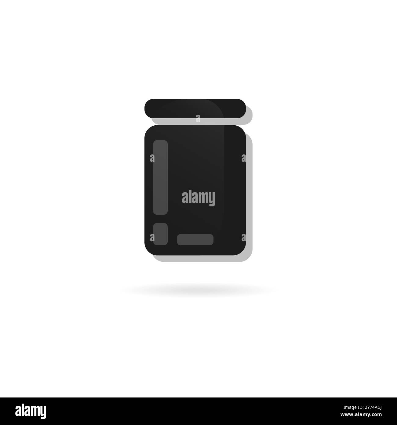 Black can vector. Glass simple jar icon. Stylish black container. Glass ...