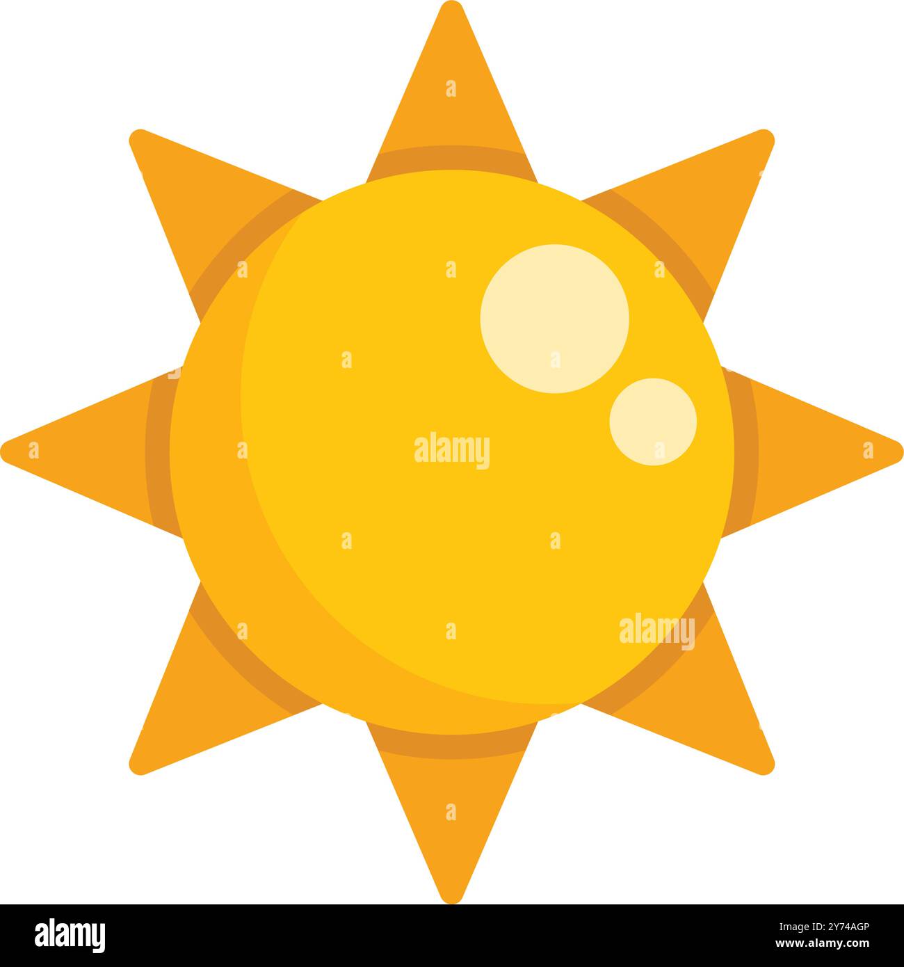 Simple cartoon style drawing of a bright yellow sun shining with eight ...