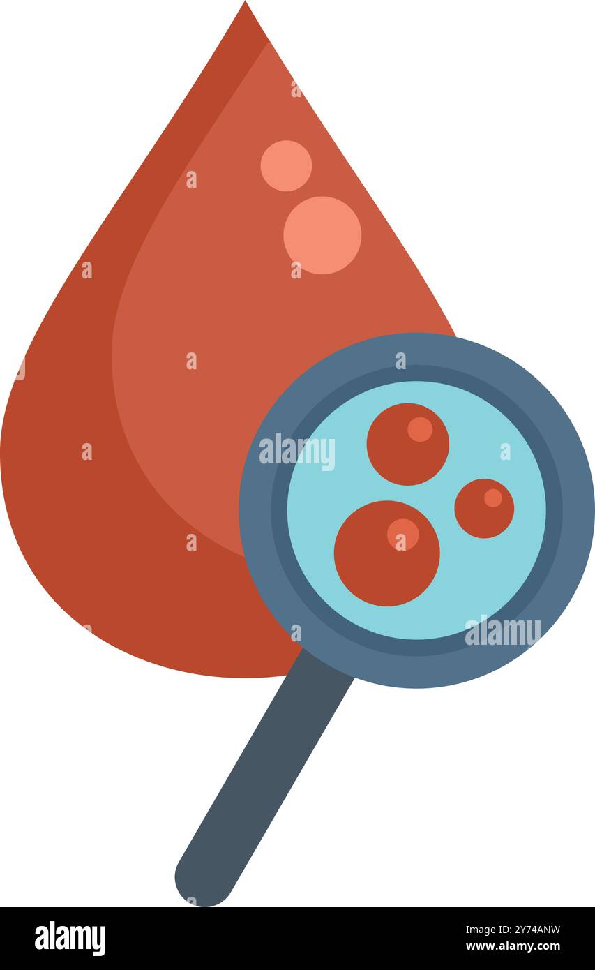 Magnifying glass examining blood drop, searching for microscopic ...