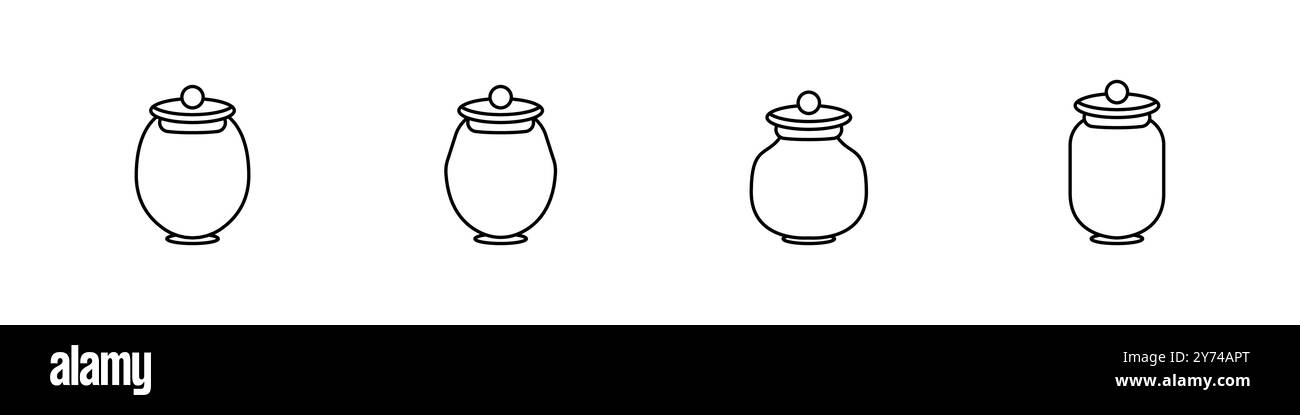 Set of jars vector icons. Set of magic jars with tags. Urns outline ...