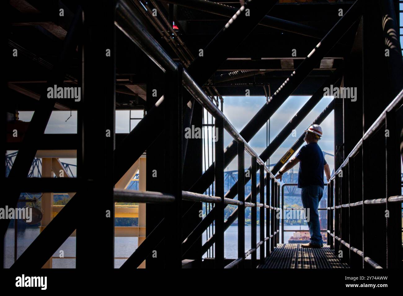 Brian Corrigan, the lockmaster at Hannibal Locks and Dam, observes ...