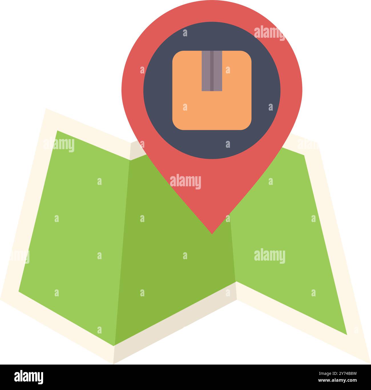 Location pin pointing on package on a map, symbolizing delivery ...