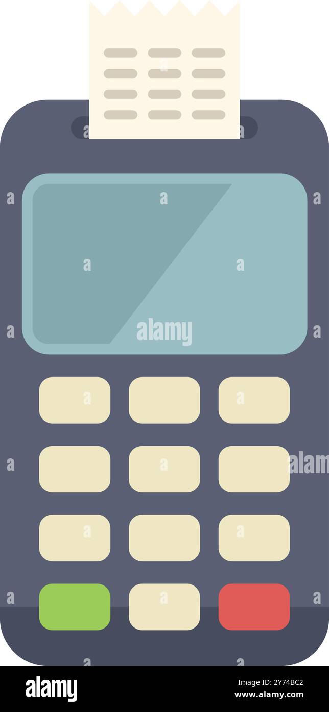 This vector illustration shows a payment terminal printing a receipt, perfect for projects ...