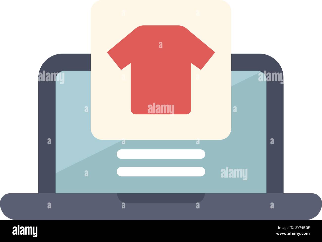 Online clothing store is showing t shirt on laptop screen, concept of e ...