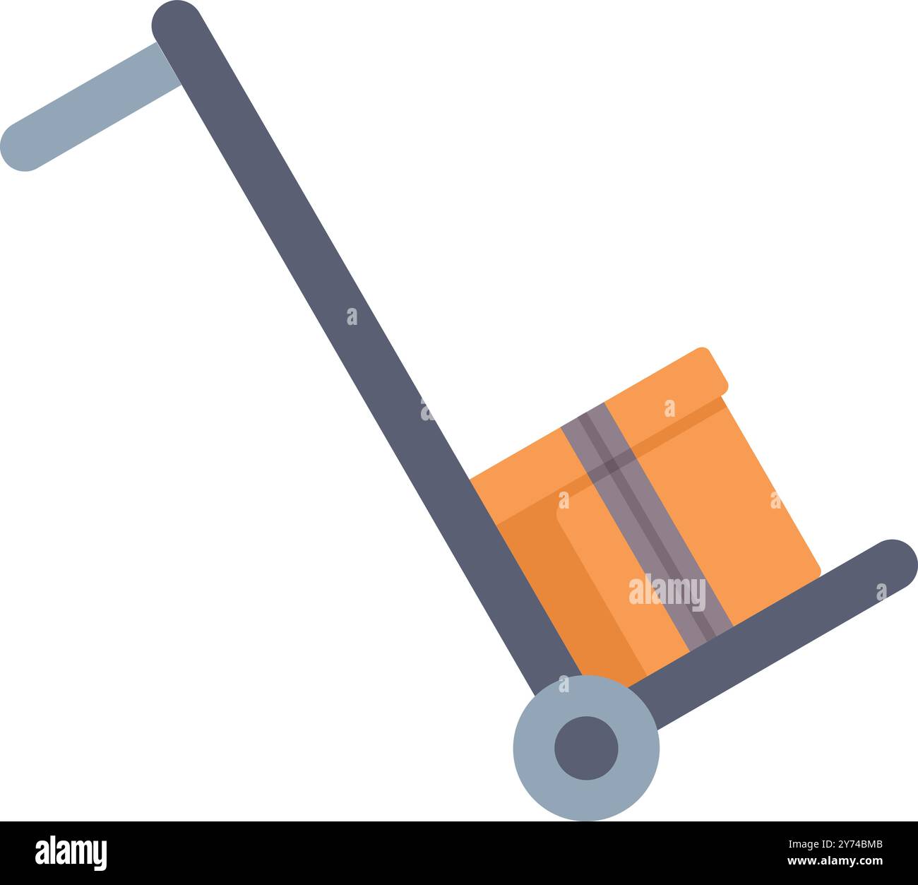 Simple icon of a delivery hand truck carrying a cardboard box in side ...