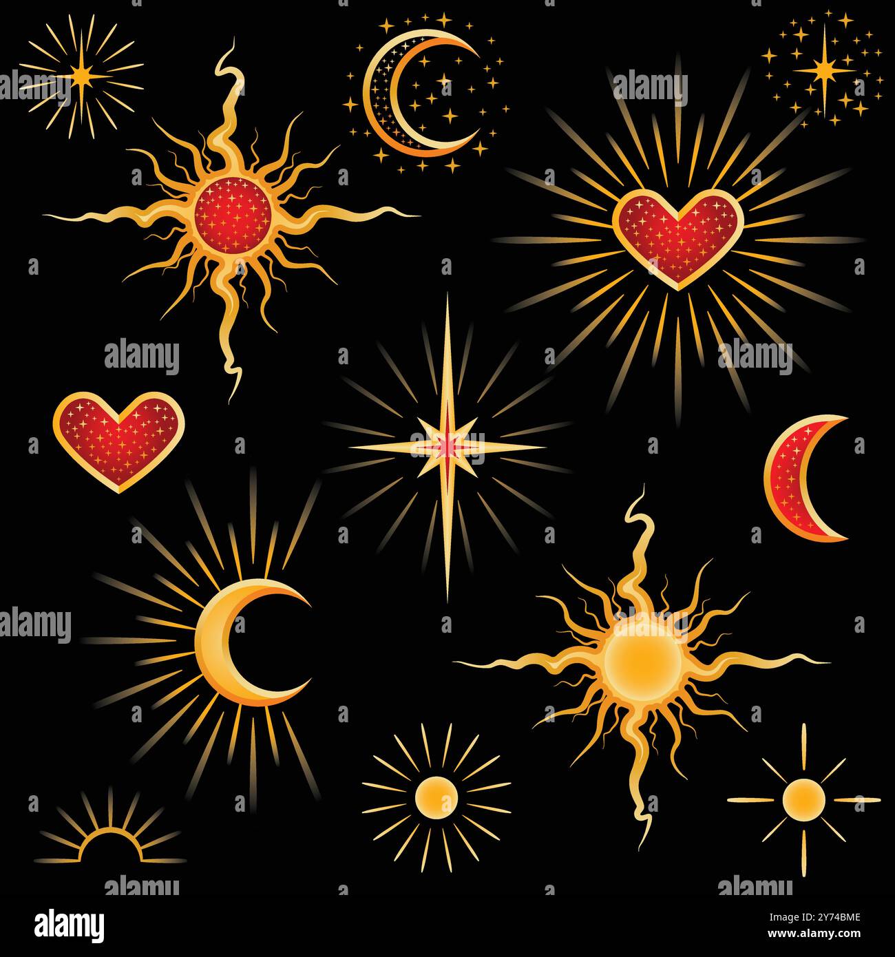 Set shining star sun Stock Vector Images - Alamy