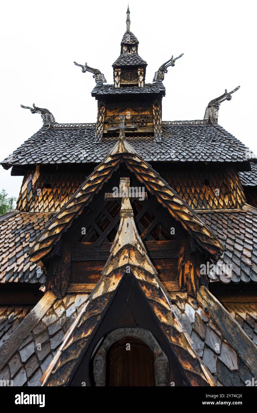 Borgund stave church, a triple-nave stave church of the Sogn-type ...