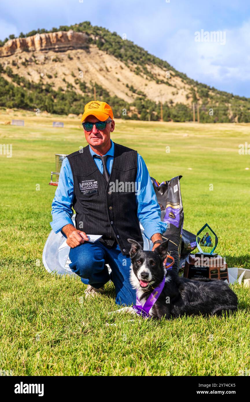 Scott Glen and Border Collie; Pip; winning shepherd; 2024 Meeker ...