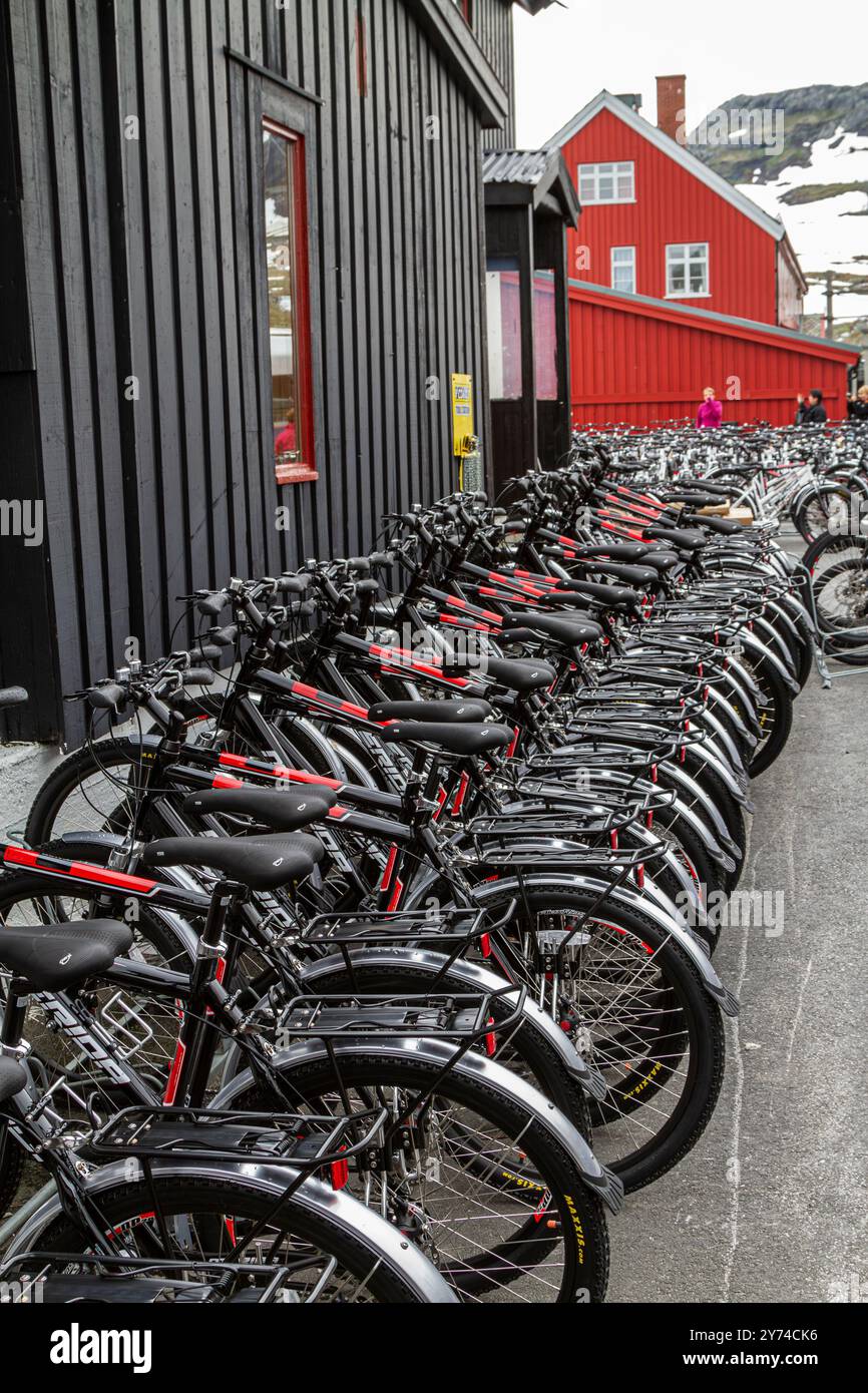 Views of rental bicycles on the Bergen Railway route from Myrdal to the ...