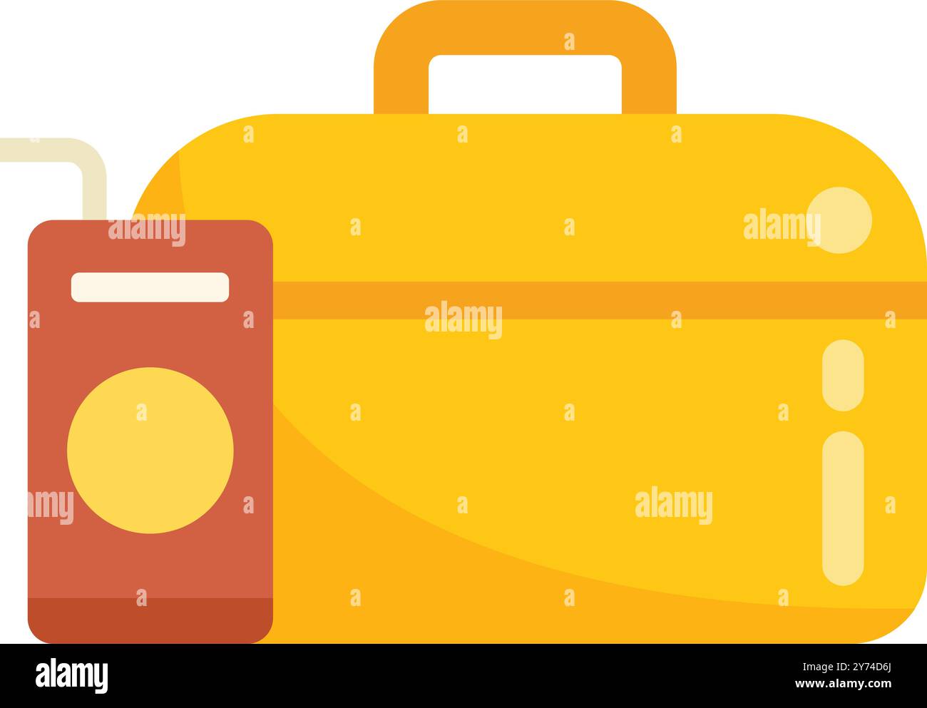 Lunch box with juice box is ready for lunch break at work or school ...