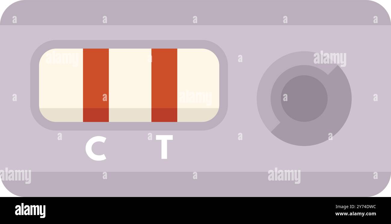 Rapid antigen test cassette showing a positive result with two red ...