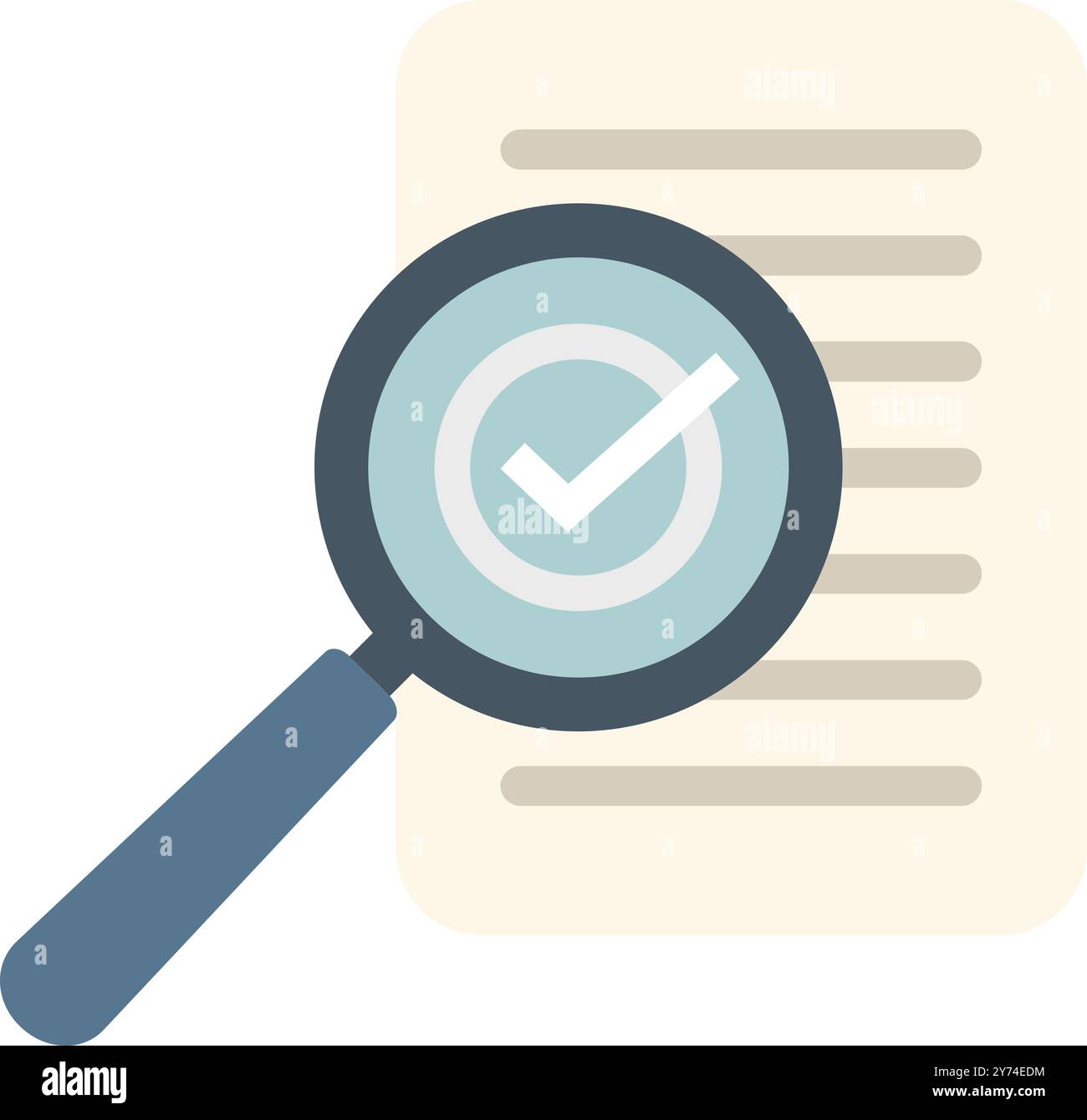 Magnifying glass is hovering over a document, validating its content ...