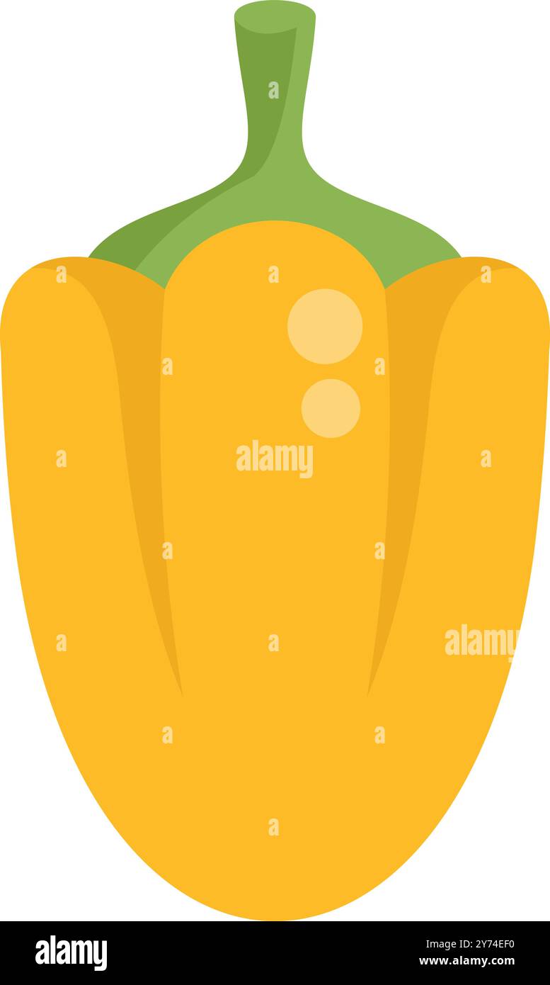 Simple vector of a yellow bell pepper standing up with its green stalk ...