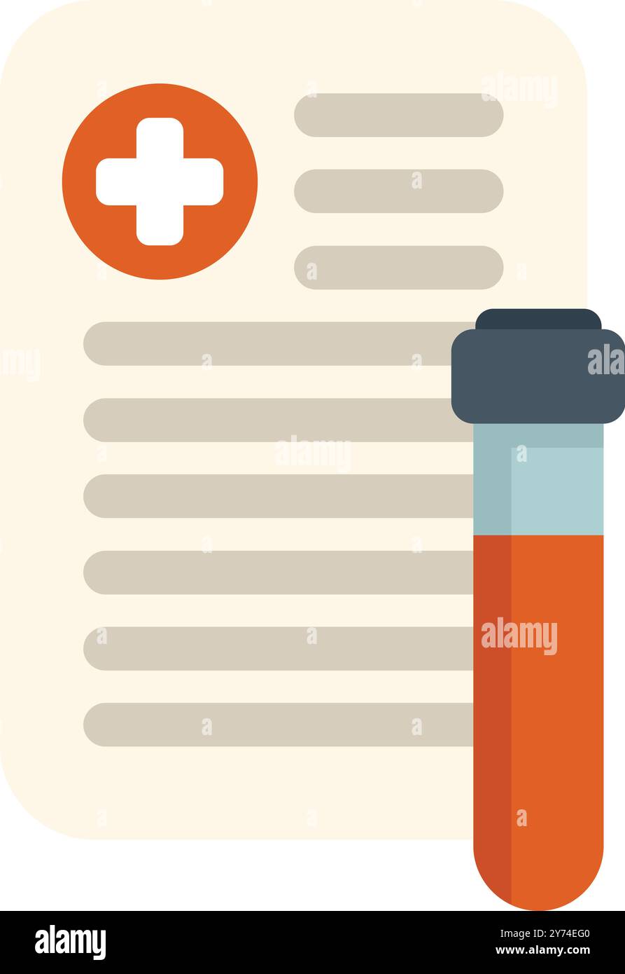 Blood test results medical report showing healthcare analysis with tube ...