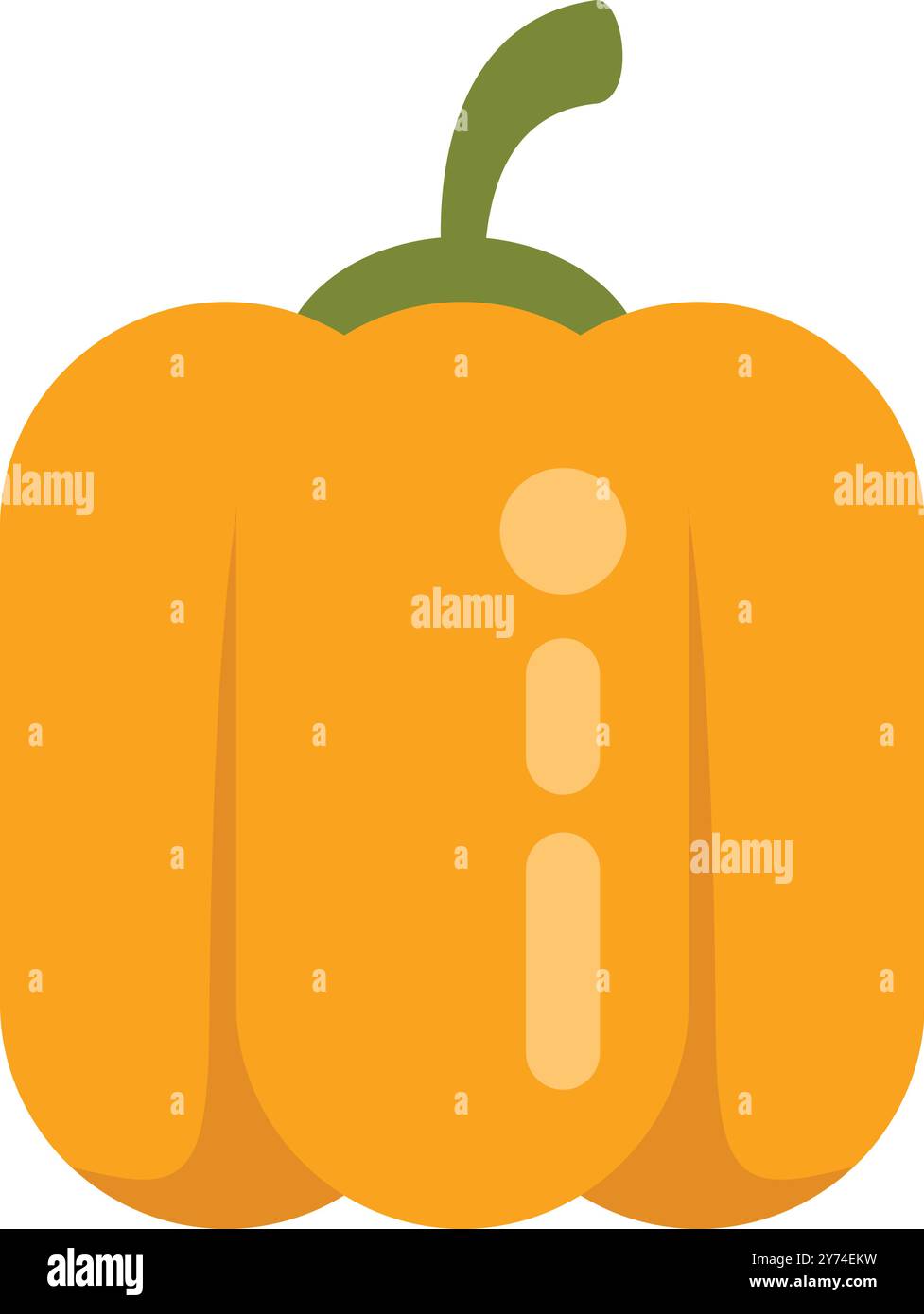Yellow bell pepper vegetable icon showing the stalk in a flat design ...