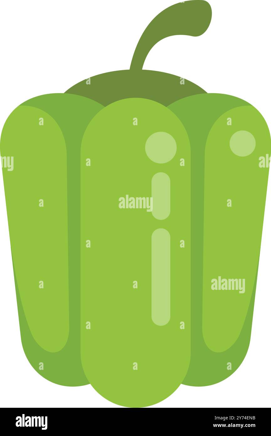 Green bell pepper standing upright on a plain white background Stock ...