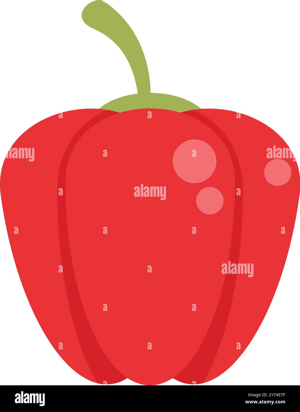 Simple flat illustration of a red bell pepper standing up, isolated on ...