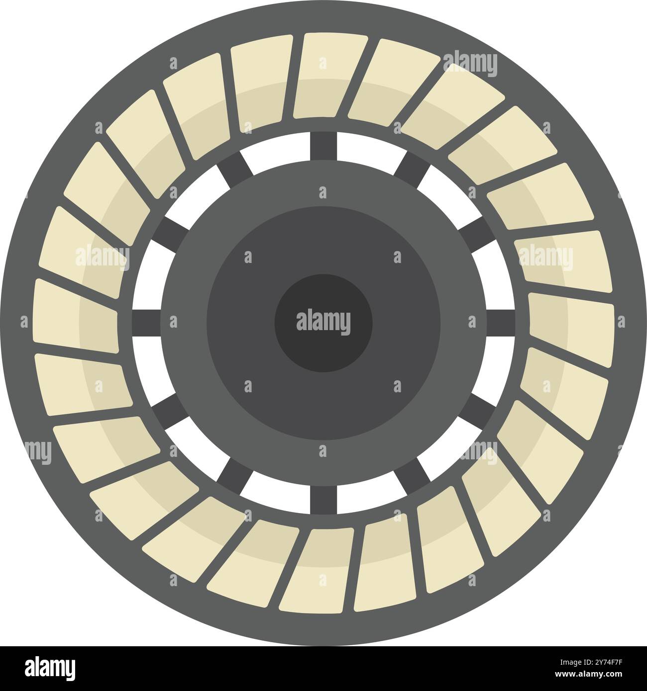 Illustration of a circular turbine engine generating power, isolated on ...