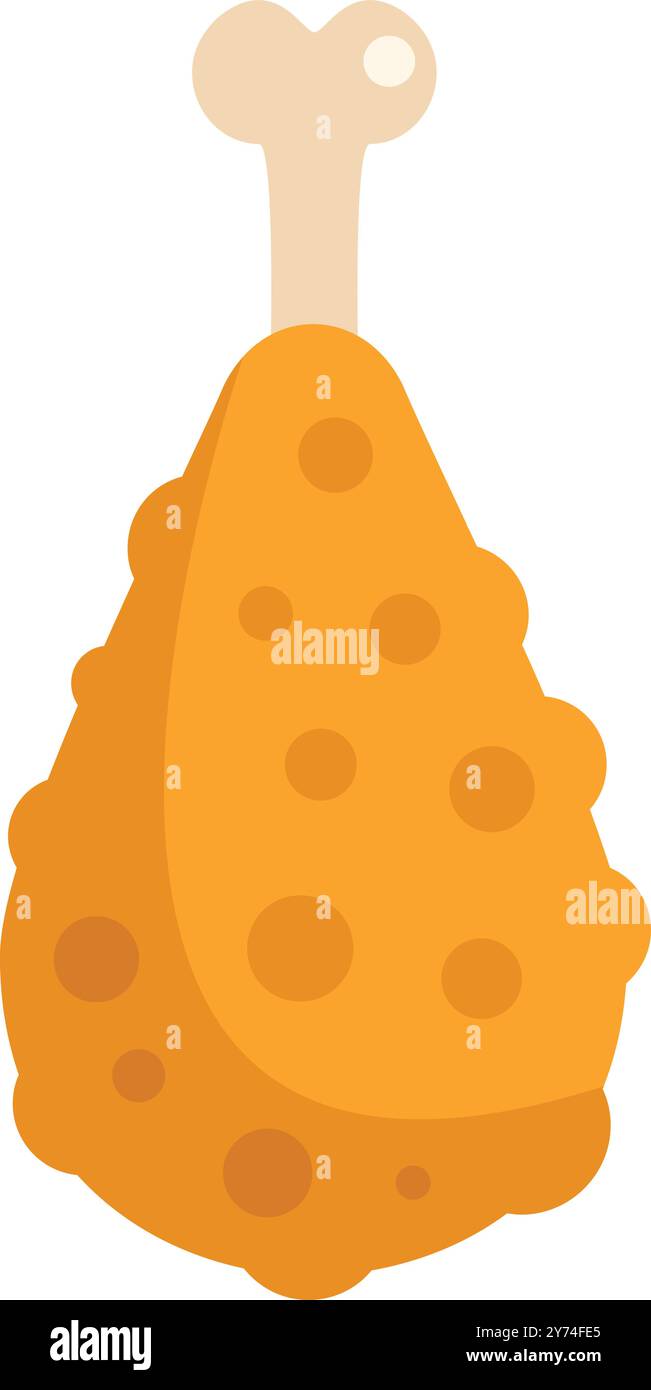 This vector illustration shows a crispy fried chicken leg piece, ideal ...