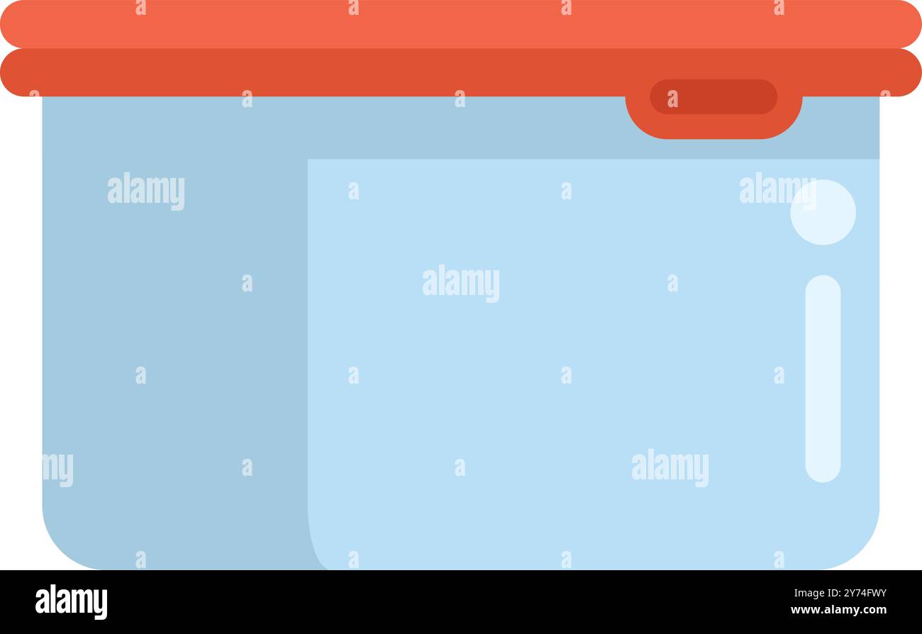 Empty rectangular container with red lid for storing food in fridge ...