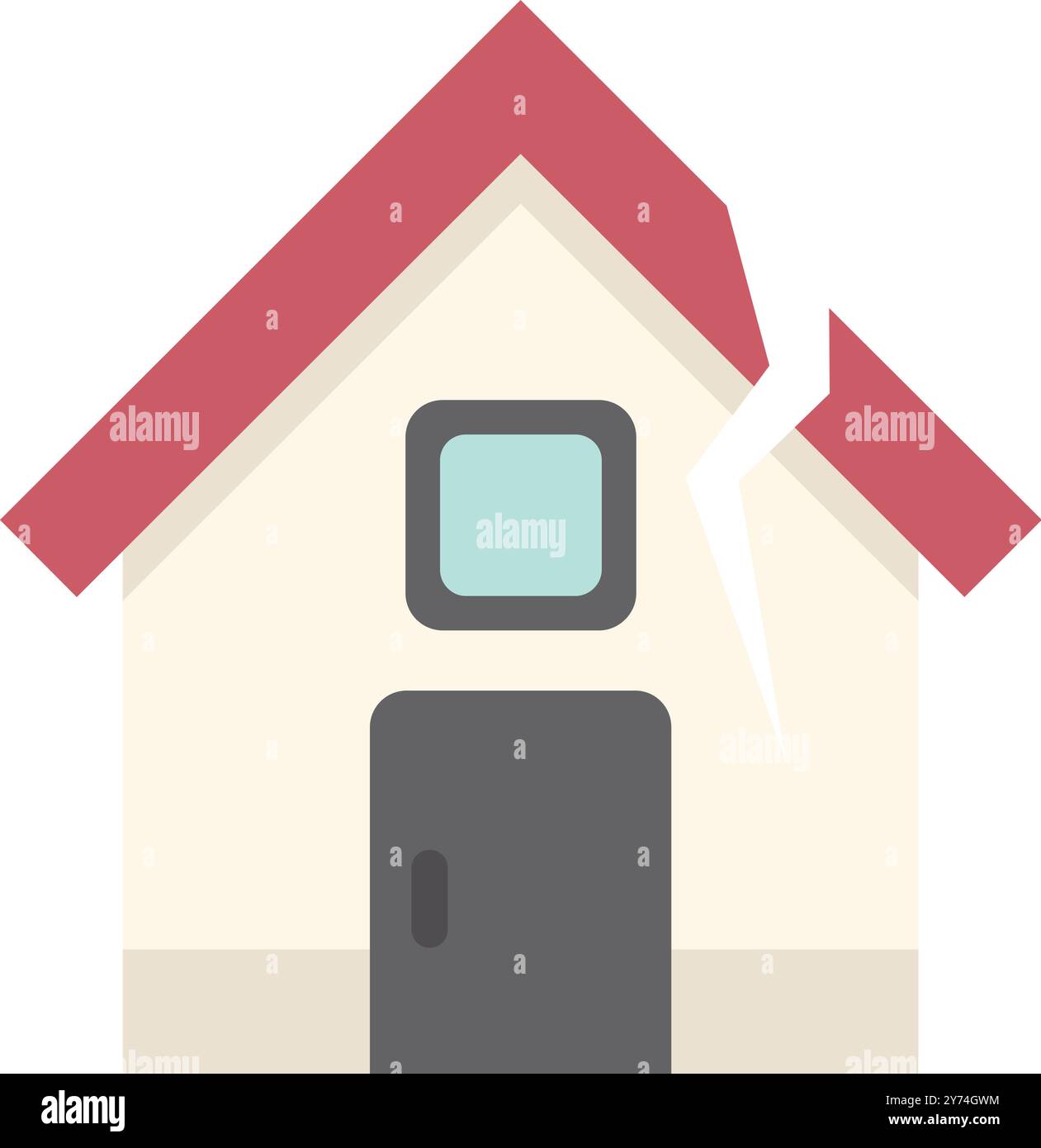 Minimalist illustration featuring a house sustaining damage from a ...