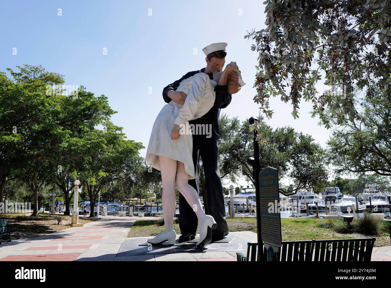 The "Unconditional Surrender" statue in Sarasota captures a sailor kissing a nurse, celebrating ...