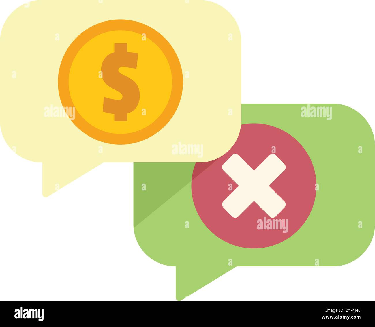 Two speech bubbles illustrating a discussion about money, featuring a ...
