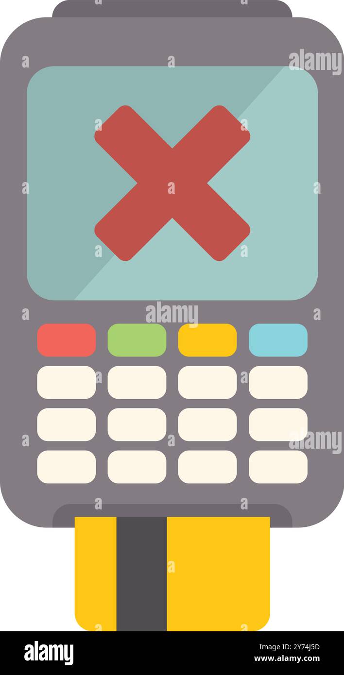 Credit card payment being declined on a terminal with a red cross ...