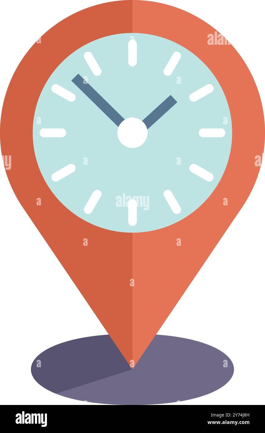 Clock face is marking a location with a map pin pointing at the time ...