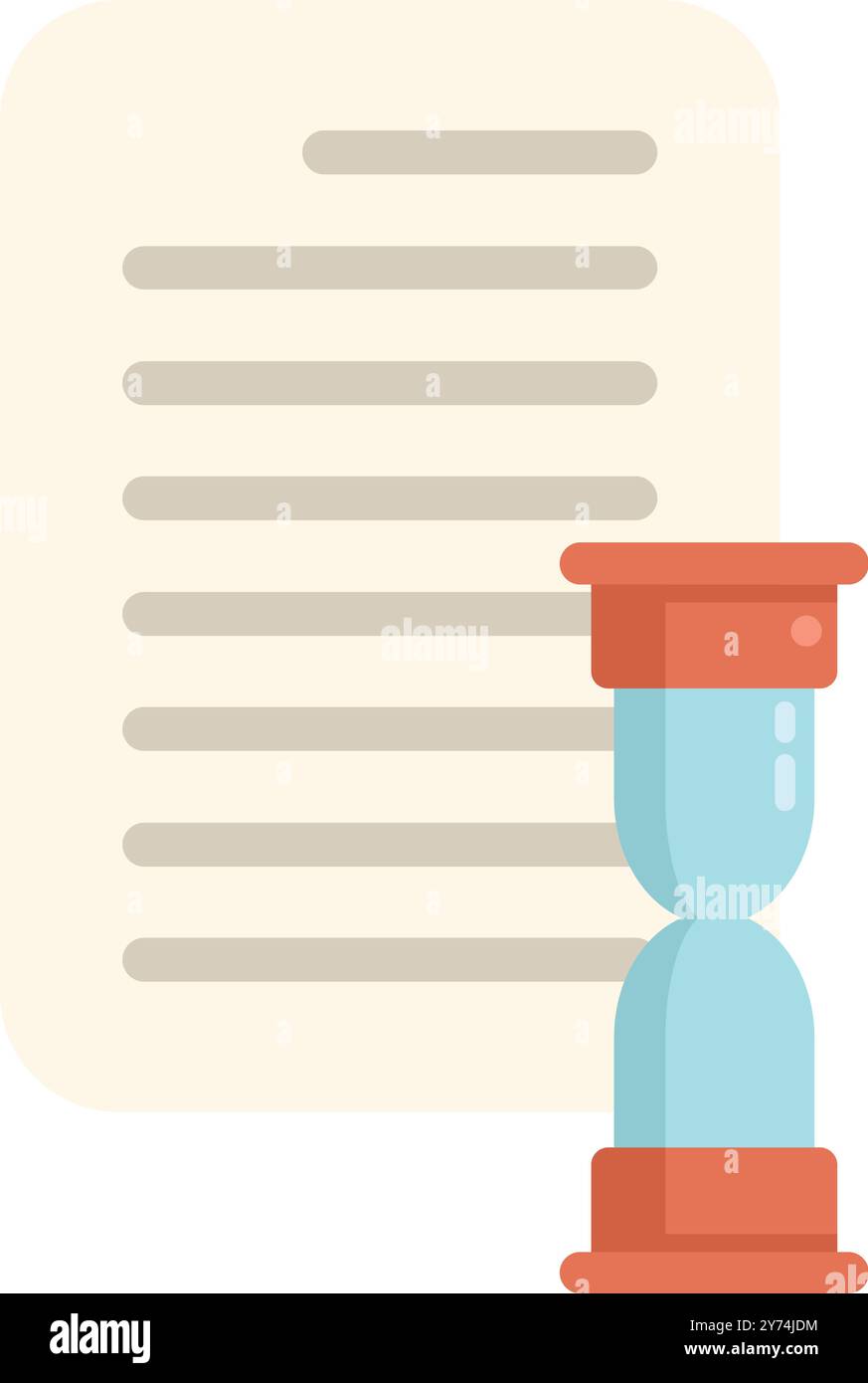 Hourglass measuring time with paper document behind representing ...