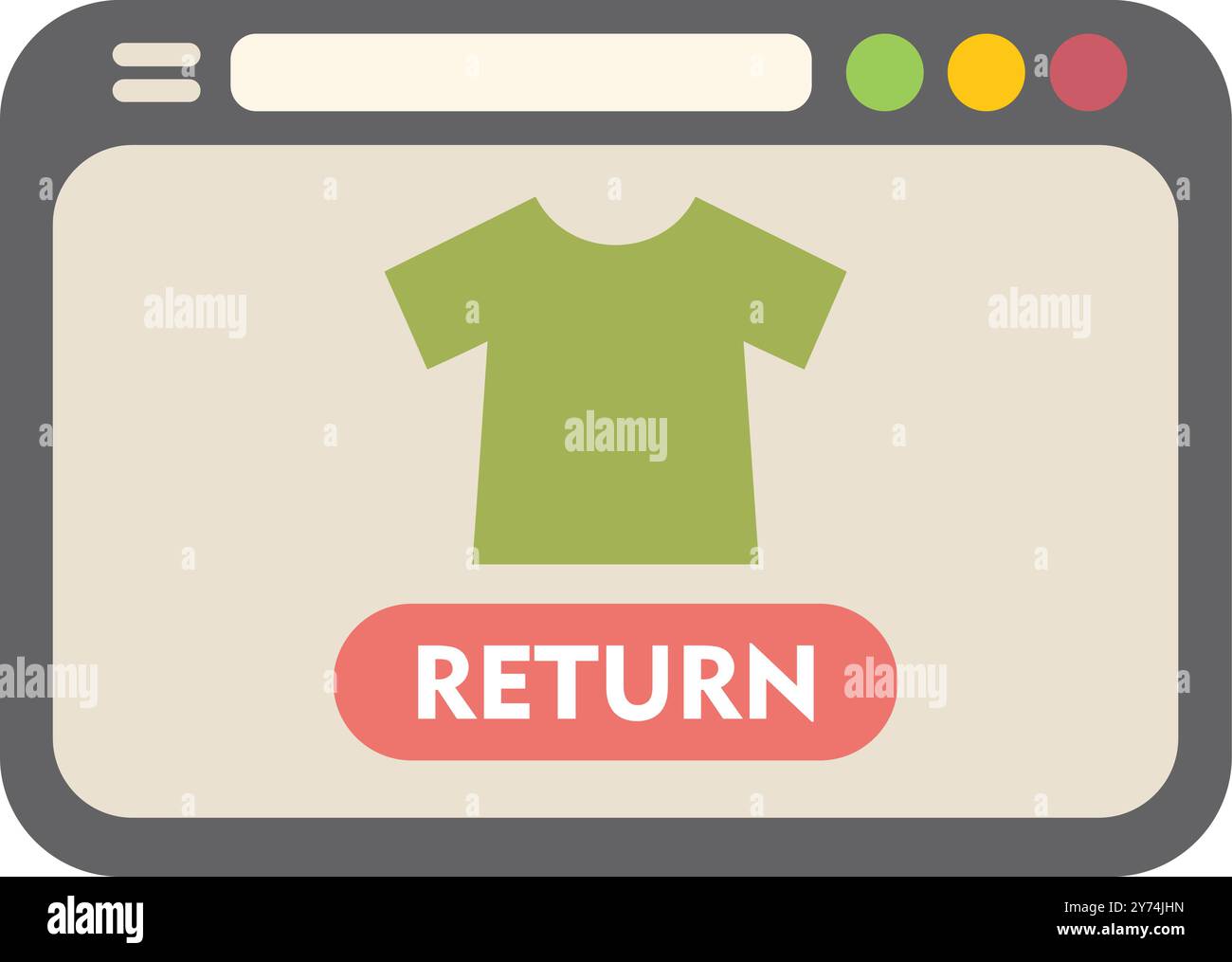 Online clothing return process with web browser window displaying t ...