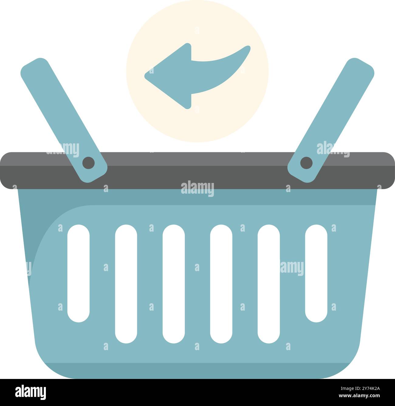 Shopping basket icon with left arrow pointing inside, concept of adding ...