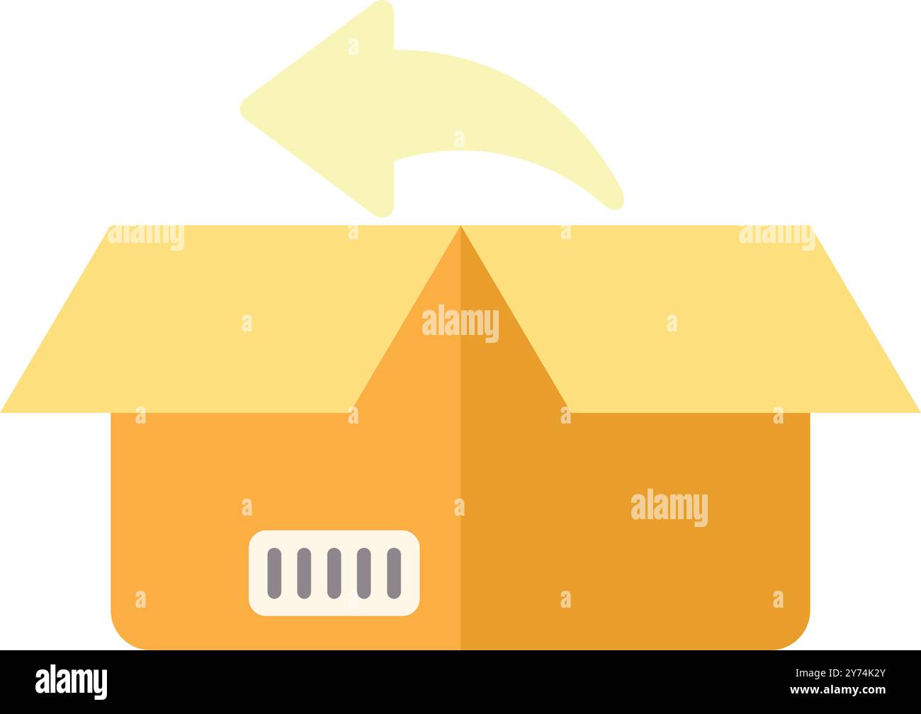 Opened cardboard box with an arrow pointing inside, symbolizing the ...