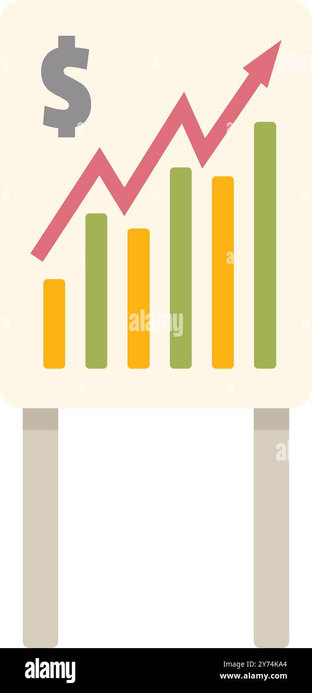 Road sign is showing a graph with a dollar sign increasing in value ...