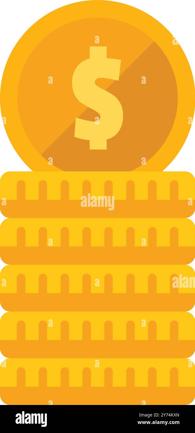 Stack of gold coins is increasing in height, illustrating the concept ...