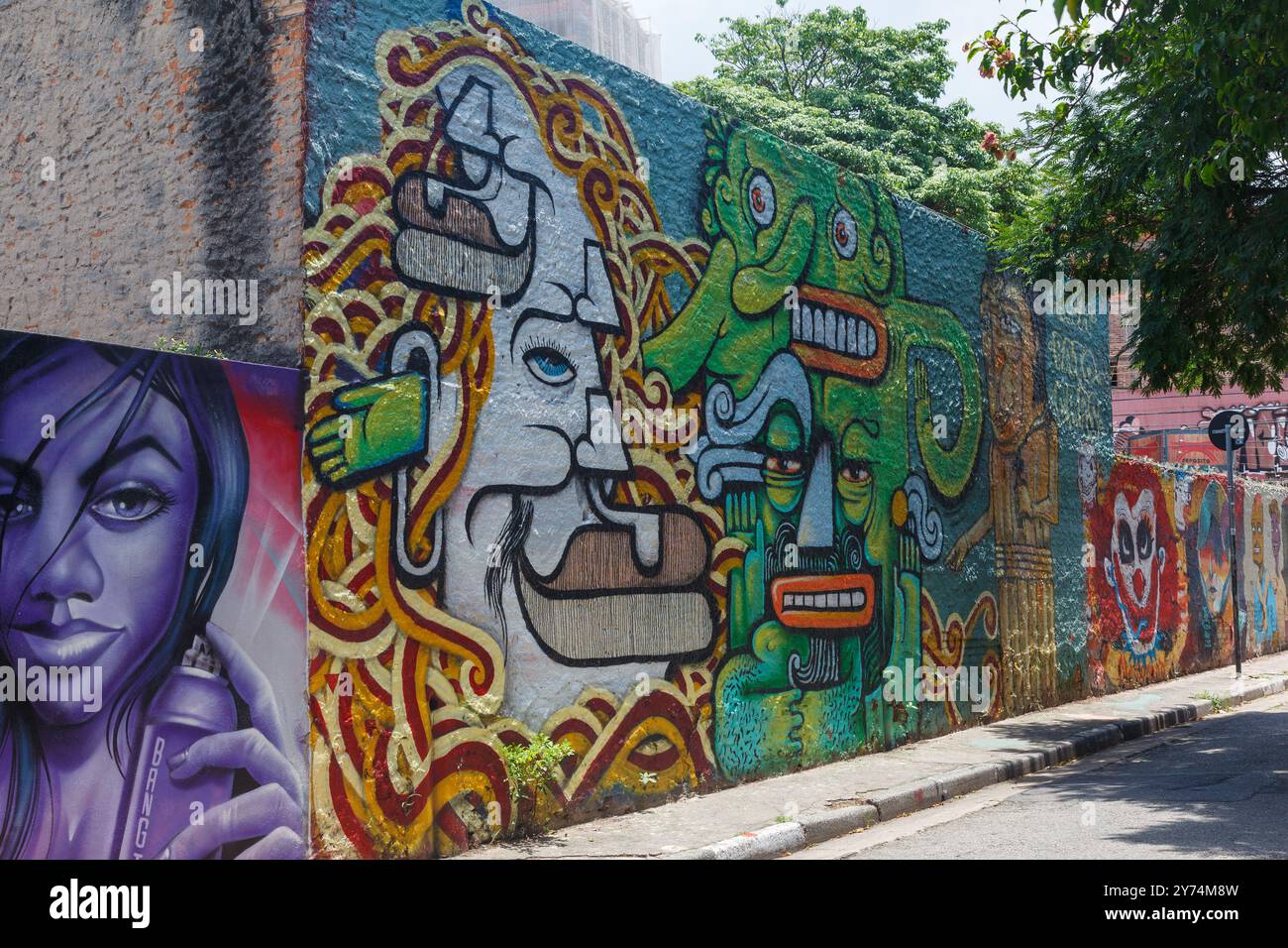 The Graffiti artwork on the walls of Beco do Batman, Batman alley, in ...
