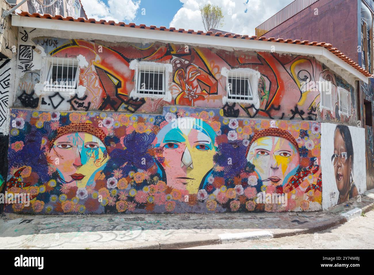 The Graffiti artwork on the walls of Beco do Batman, Batman alley, in ...