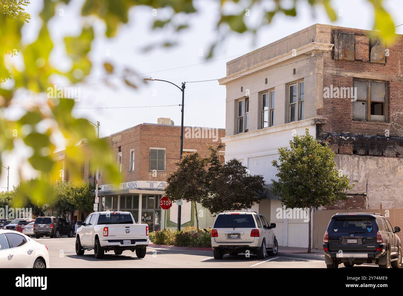 Taft, California, USA - September 20, 2024: Afternoon sunlight shines ...