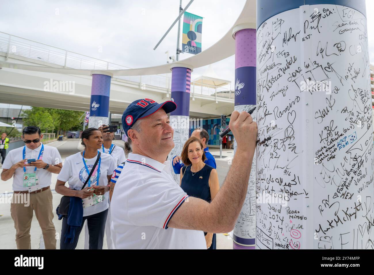 Second Gentleman Doug Emhoff and members of the U.S. delegation to the ...