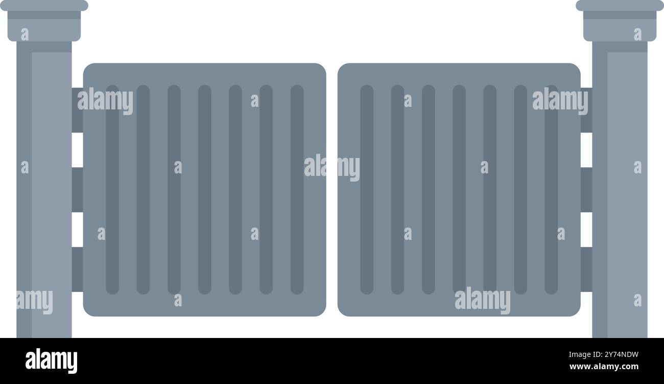 Closed double swinging gate providing security for modern property ...
