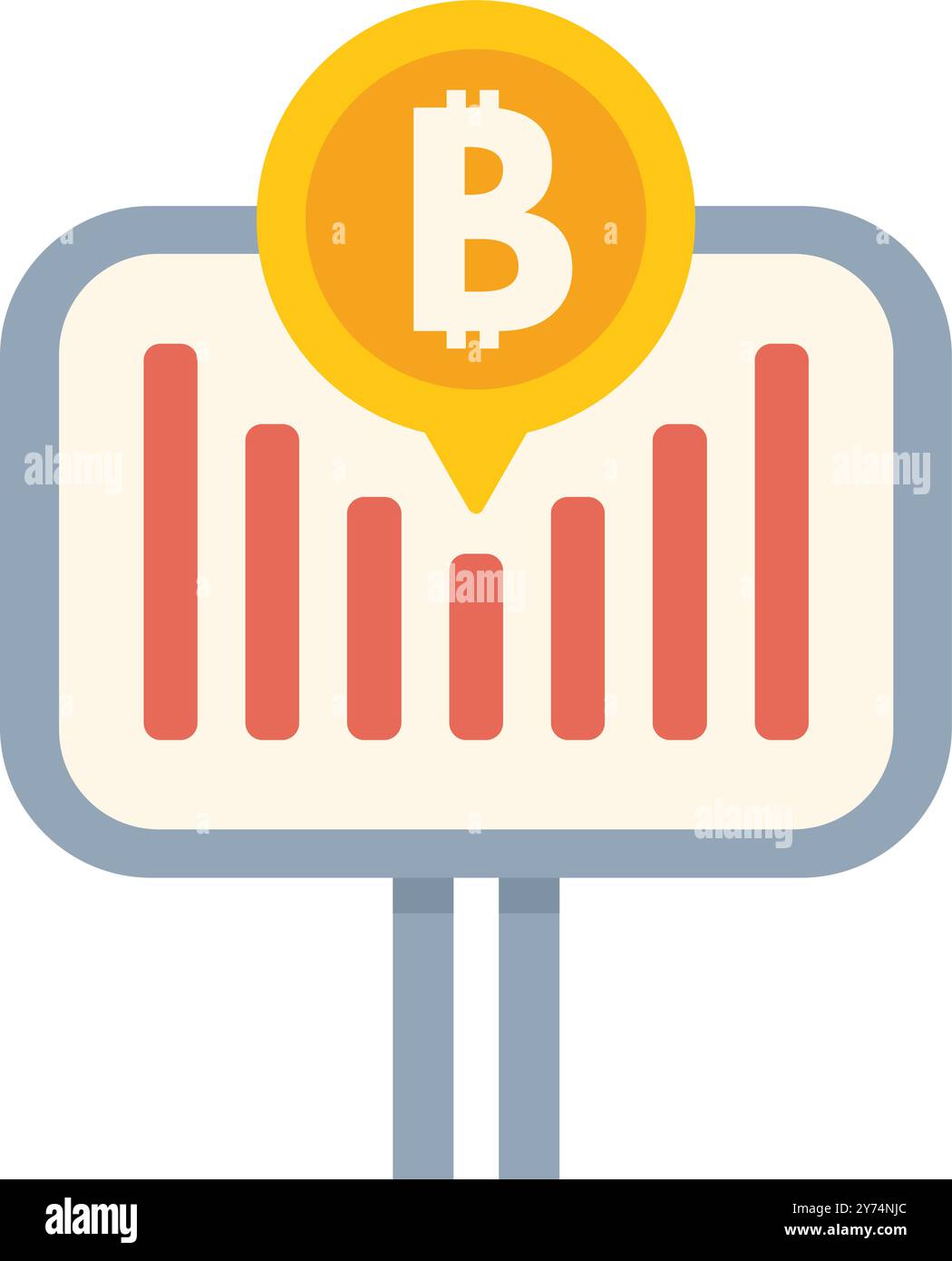 Bitcoin cryptocurrency symbol as a pin on a chart, showing positive ...