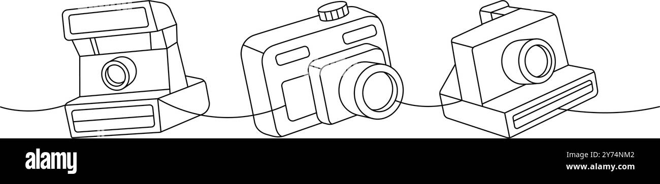 Instant camera, polaroid camera one line continuous drawing ...