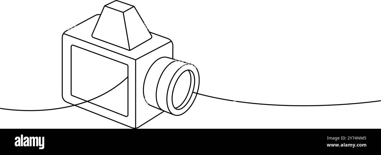 Old vintage camera with bellows one line continuous drawing ...