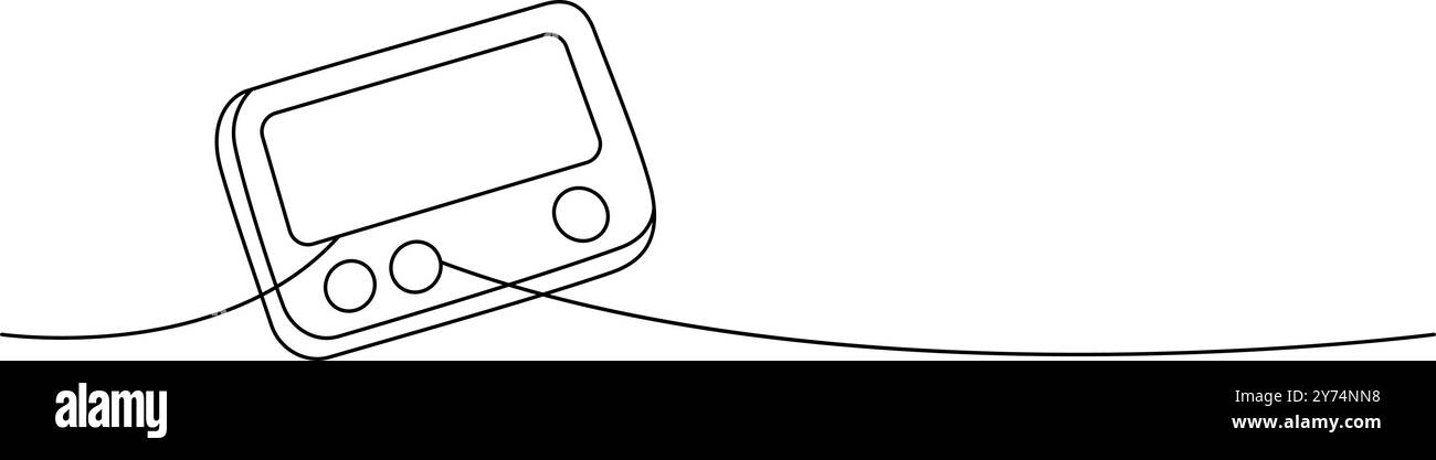 Pager one line continuous drawing. Old communication gadgets. Vector ...