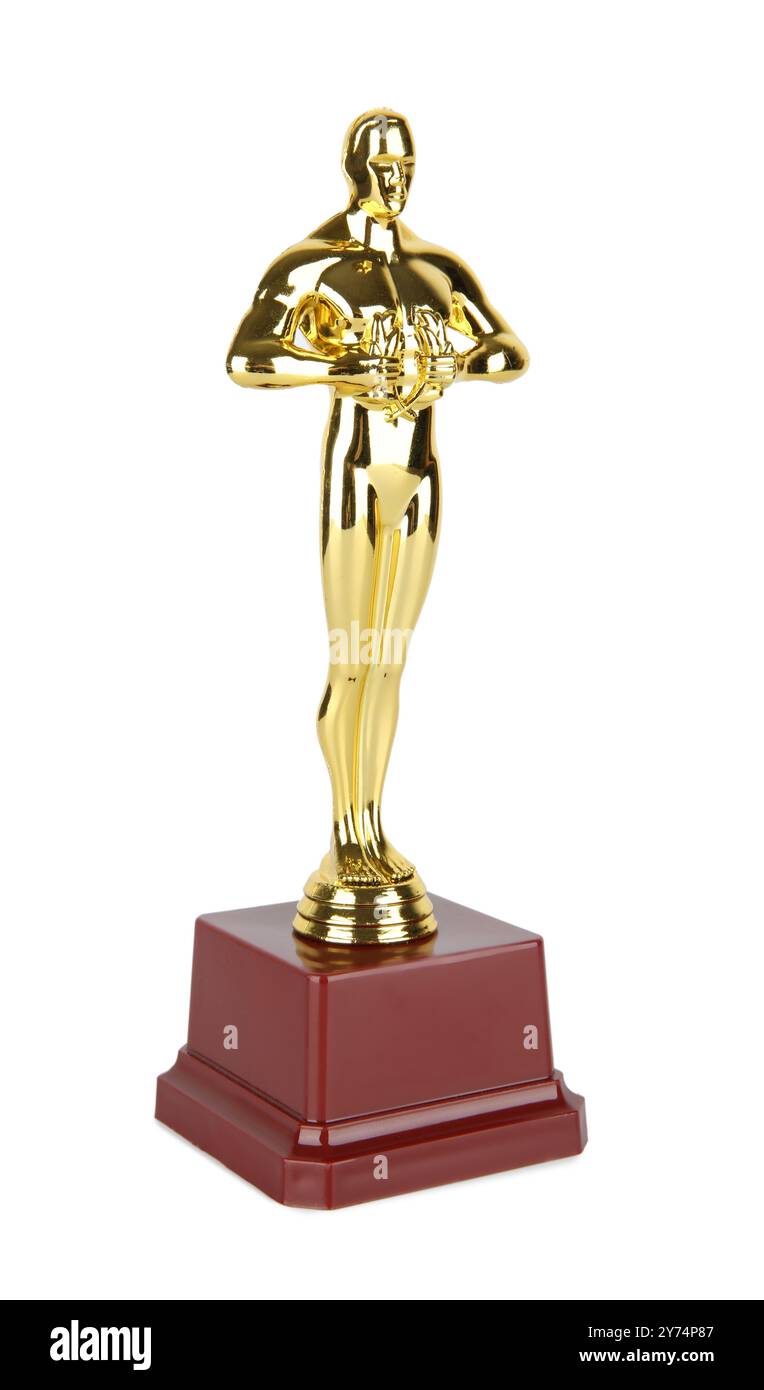 One golden Oscar award isolated on white Stock Photo - Alamy