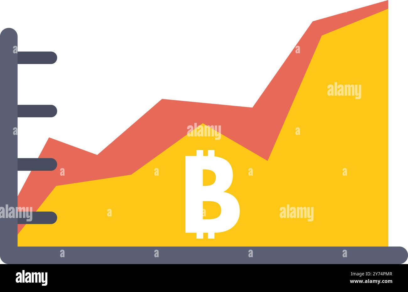 Stylized line chart is depicting a bull market in the price of bitcoin ...
