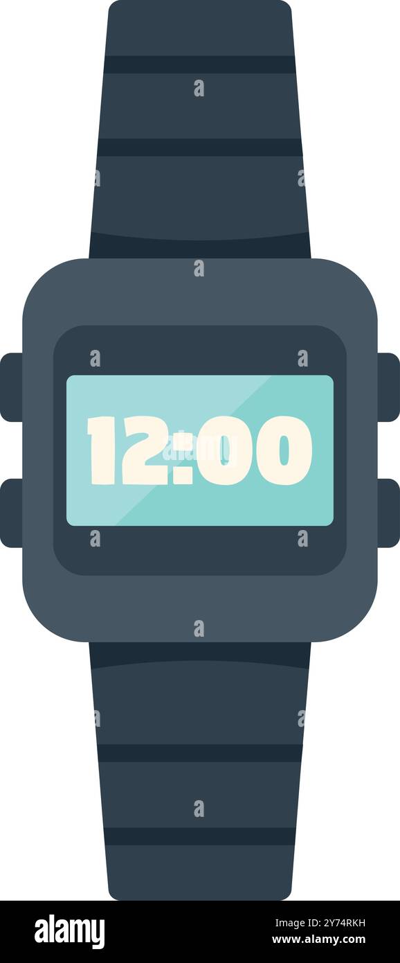 Modern digital wrist watch showing time on display, isolated on white ...