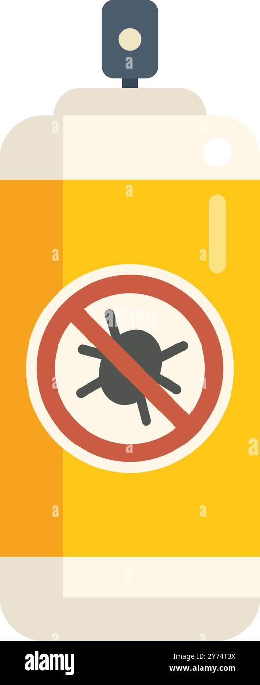Yellow spray bottle with a no bugs sign, using insecticide to protect ...