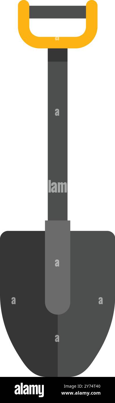 Simple vector illustration of a shovel standing upright, featuring a ...