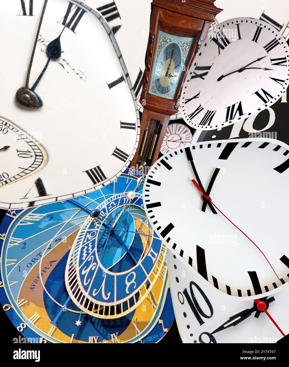 Illustration of abstract clock faces Stock Photo - Alamy